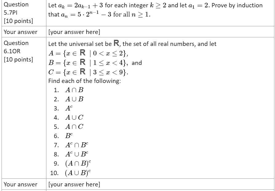 Solved Letak = 2ak-1 +3 for each integer k > 2 and let a1 = | Chegg.com