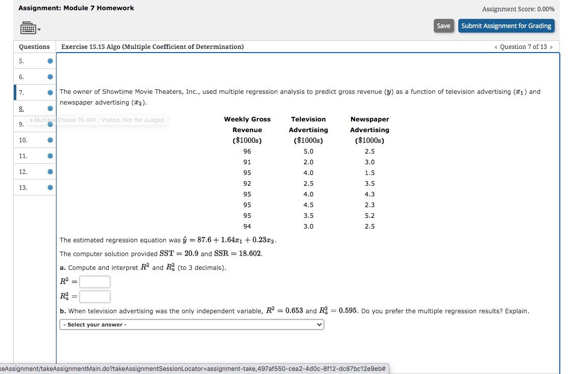 Solved Assignment Module 7 Homework Assignment Score 0 00