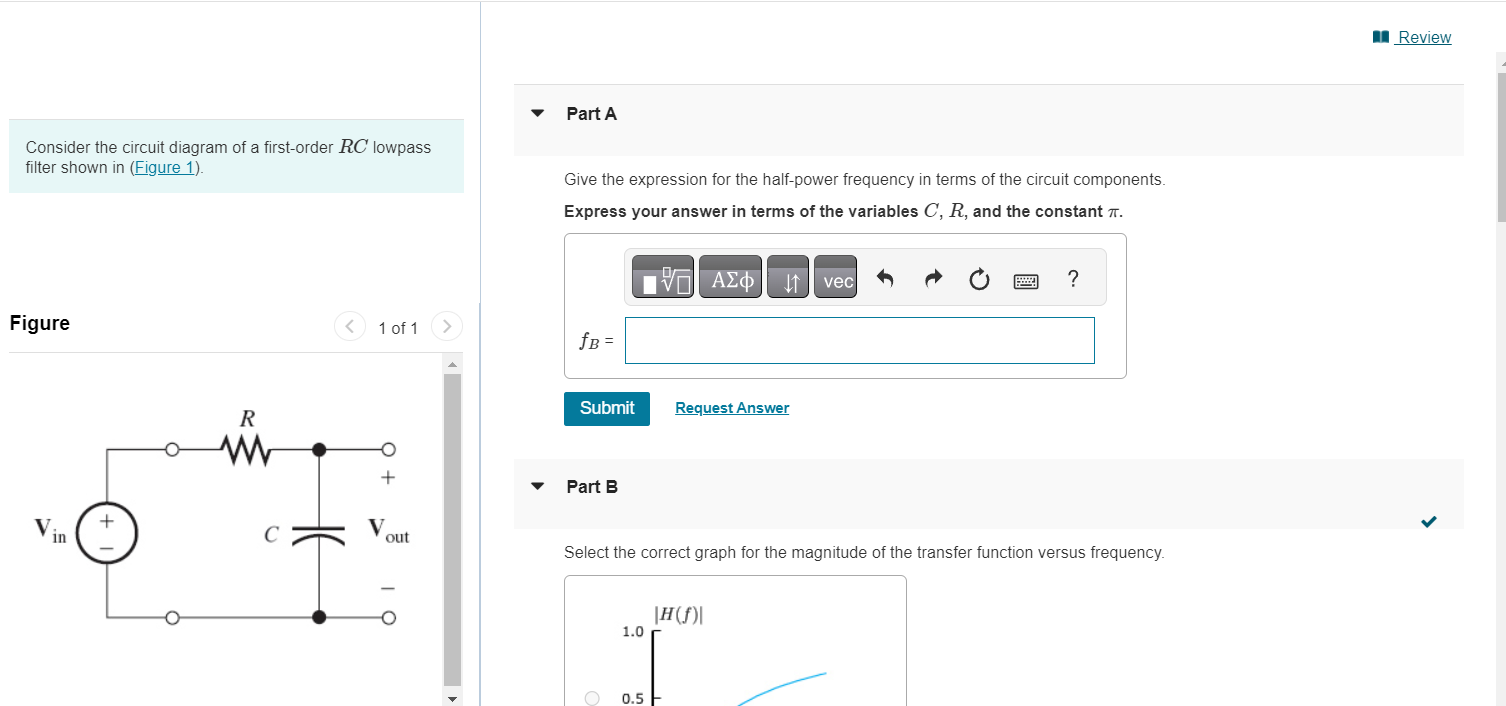 Solved Consider the circuit diagram of a first-order RC | Chegg.com