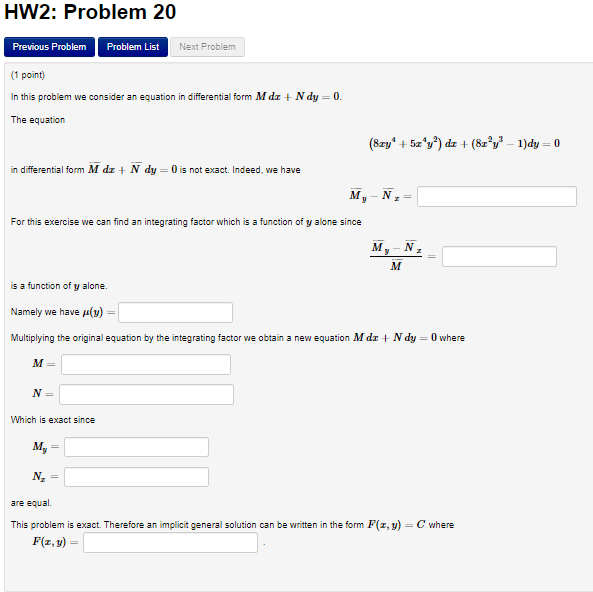Solved HW2: Problem 20 Previous Problem Problem List Next | Chegg.com Solved HW2: Problem 20 Previous Problem Problem List Next | Chegg.com