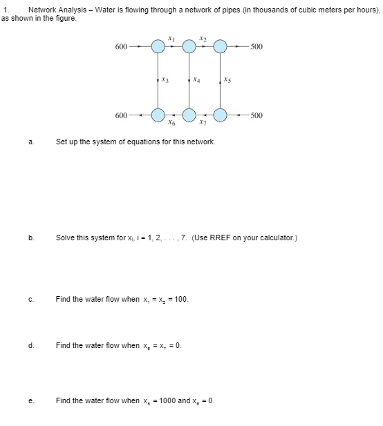 Solved 1. Network Analysis - Water is flowing through a | Chegg.com