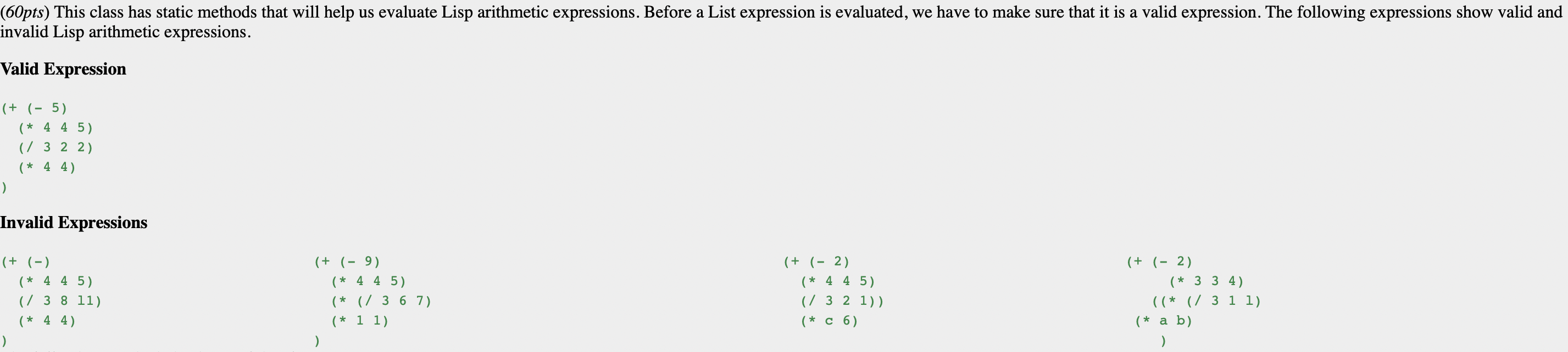 Solved nvalid Lisp arithmetic expressions. Valid Expression | Chegg.com