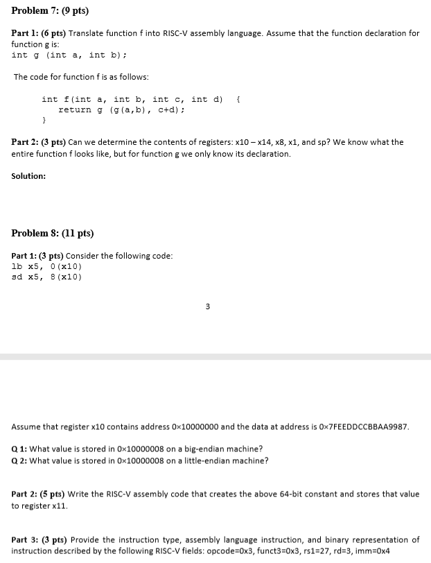 Problem 7: (9 pts) Part 1: (6 pts) Translate function | Chegg.com Problem 7: (9 pts) Part 1: (6 pts) Translate function | Chegg.com