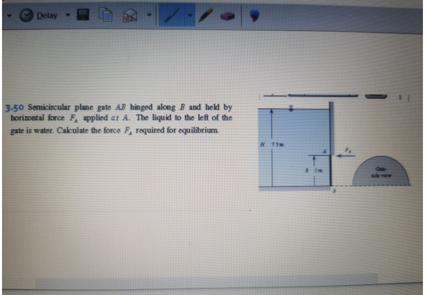 Solved Delay 3.50 Semicircular plane gate AB hinged along B | Chegg.com