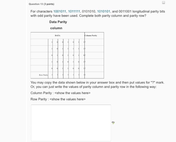 Solved For characters 1001011, 1011111, 0101010, 1010101, | Chegg.com