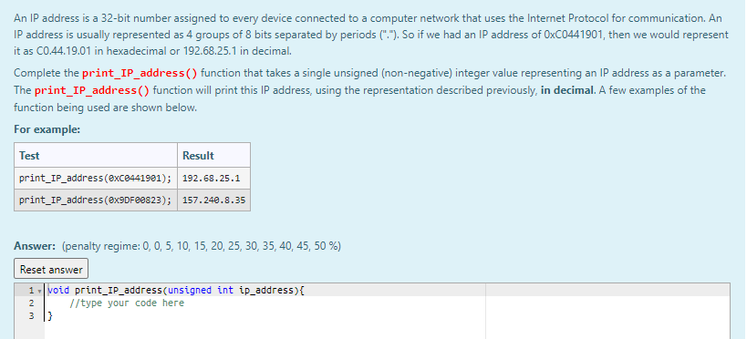 Solved An IP address is a 32-bit number assigned to every | Chegg.com