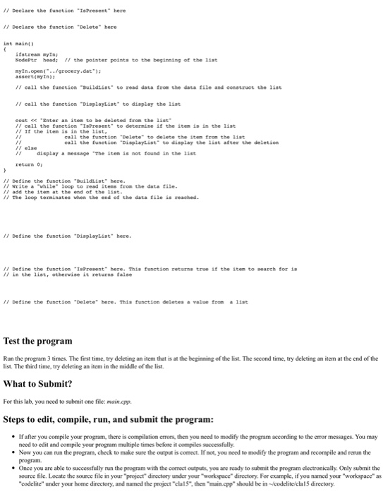Solved In this lab, we will practice coding unsorted linked | Chegg.com
