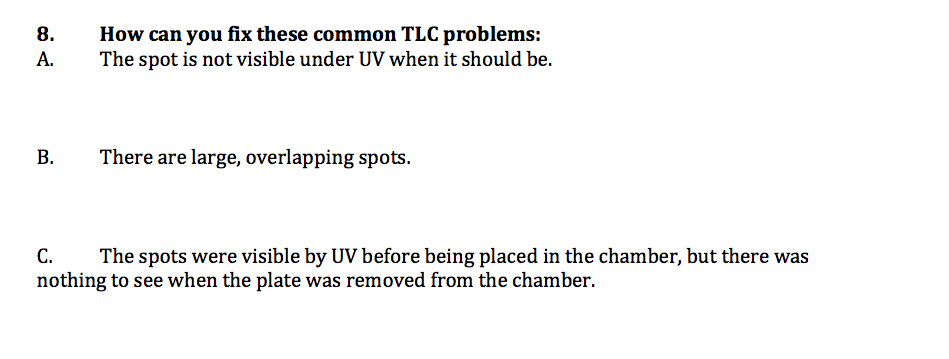 Solved 8. A. How can you fix these common TLC problems: The | Chegg.com