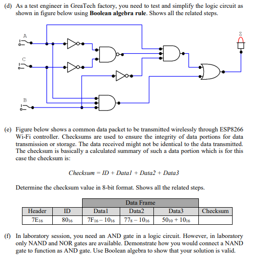Solved (a) An engineer is required to test a logic circuit | Chegg.com