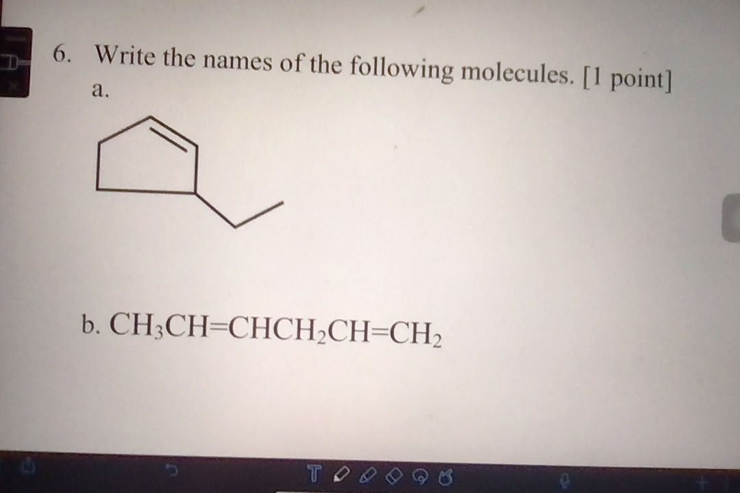 Solved Write the names of the following molecules | Chegg.com