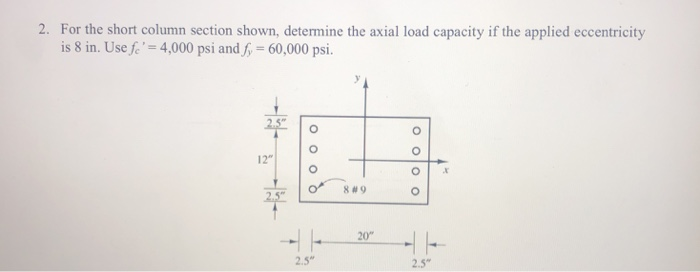 Solved 2. For the short column section shown, determine the | Chegg.com