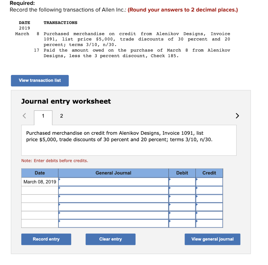 Solved Record the following transactions of Allen Inc.: | Chegg.com