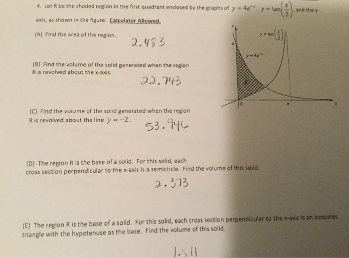 Solved 4. Let R be the shaded region in the first quadrant | Chegg.com