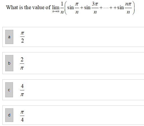 Solved 3л What is the value of lim–sin- + sin MIT ++sin | Chegg.com