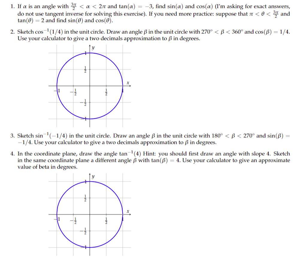 Solved 1. If & is an angle with 37