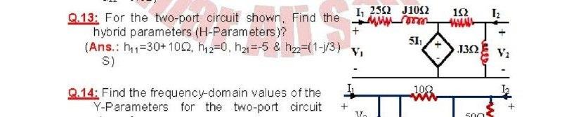 Solved 192 Q.13: For the two-port circuit shown. Find the | Chegg.com