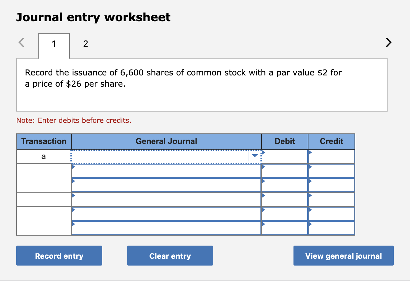 Solved Journal entry worksheet 2 Record the issuance of | Chegg.com