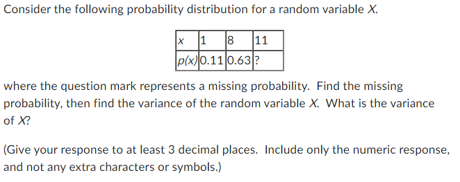 Solved Consider the following probability distribution for a | Chegg.com