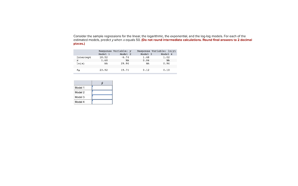 Solved Consider the sample regressions for the linear, the | Chegg.com