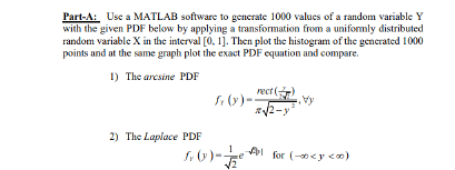 Solved Part-A: Use a MATLAB software to generate 1000 | Chegg.com