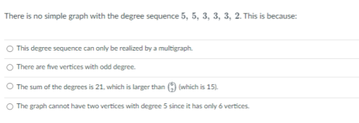 Solved There is no simple graph with the degree sequence 5, | Chegg.com