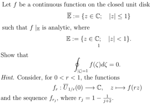 Solved Let f be a continuous function on the closed unit | Chegg.com