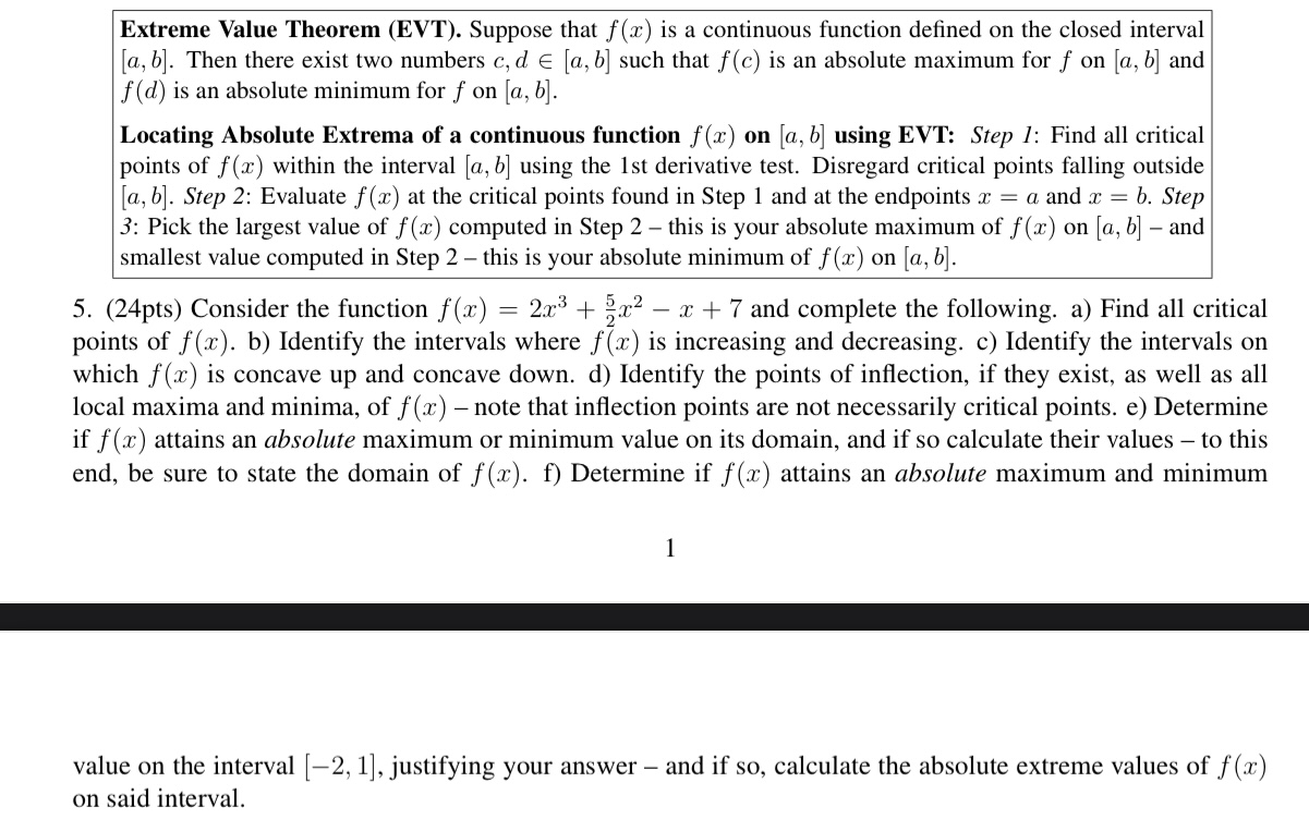 Solved Extreme Value Theorem (EVT). ﻿Suppose that f(x) ﻿is a | Chegg.com