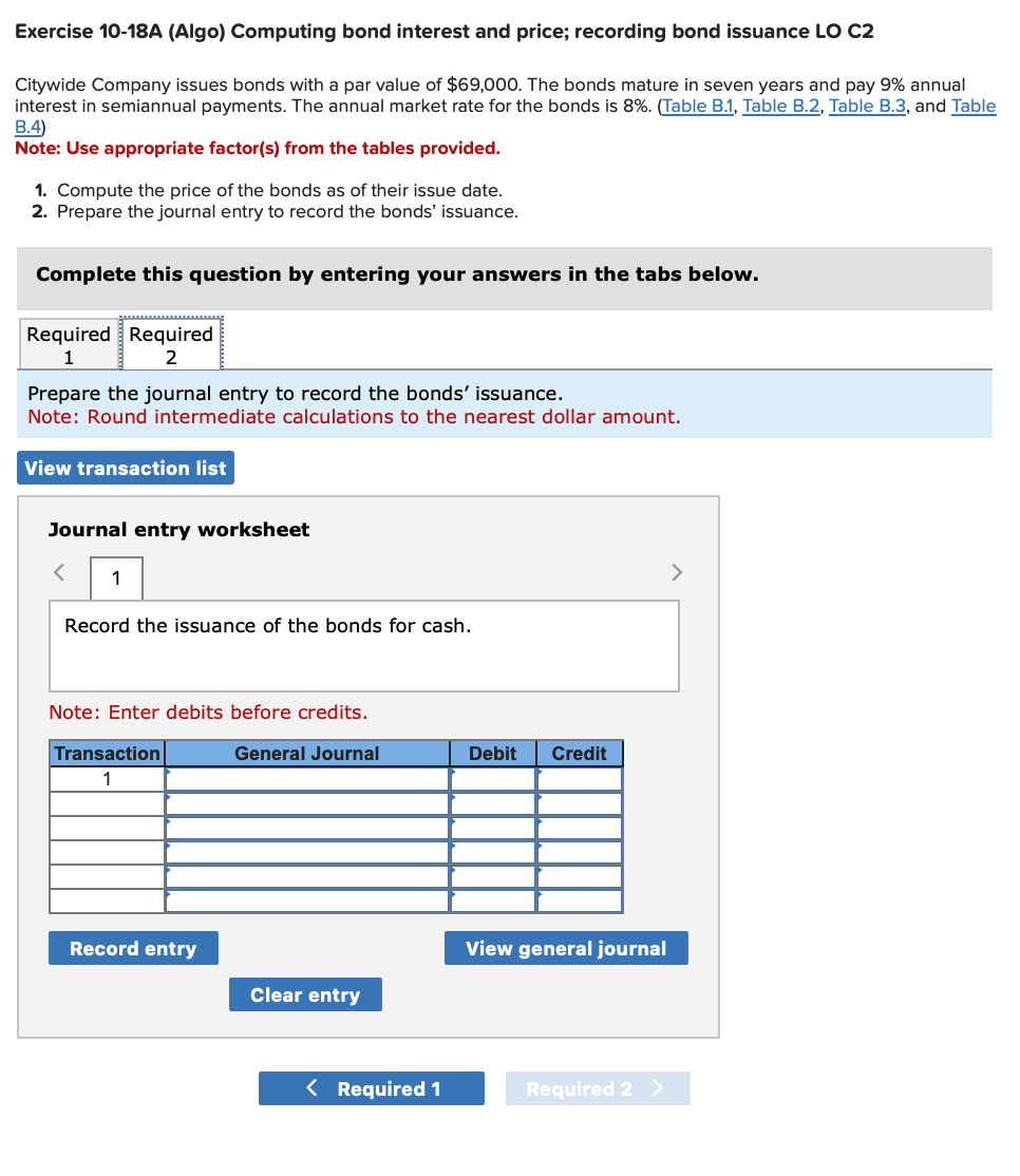 Solved Exercise 10-18A (Algo) Computing bond interest and | Chegg.com