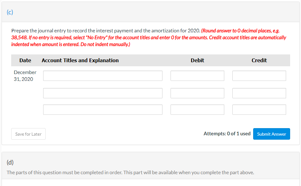 Solved (c) Prepare the journal entry to record the interest | Chegg.com