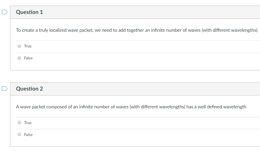 Solved D Question 1 To create a truly localized wave packet, | Chegg.com
