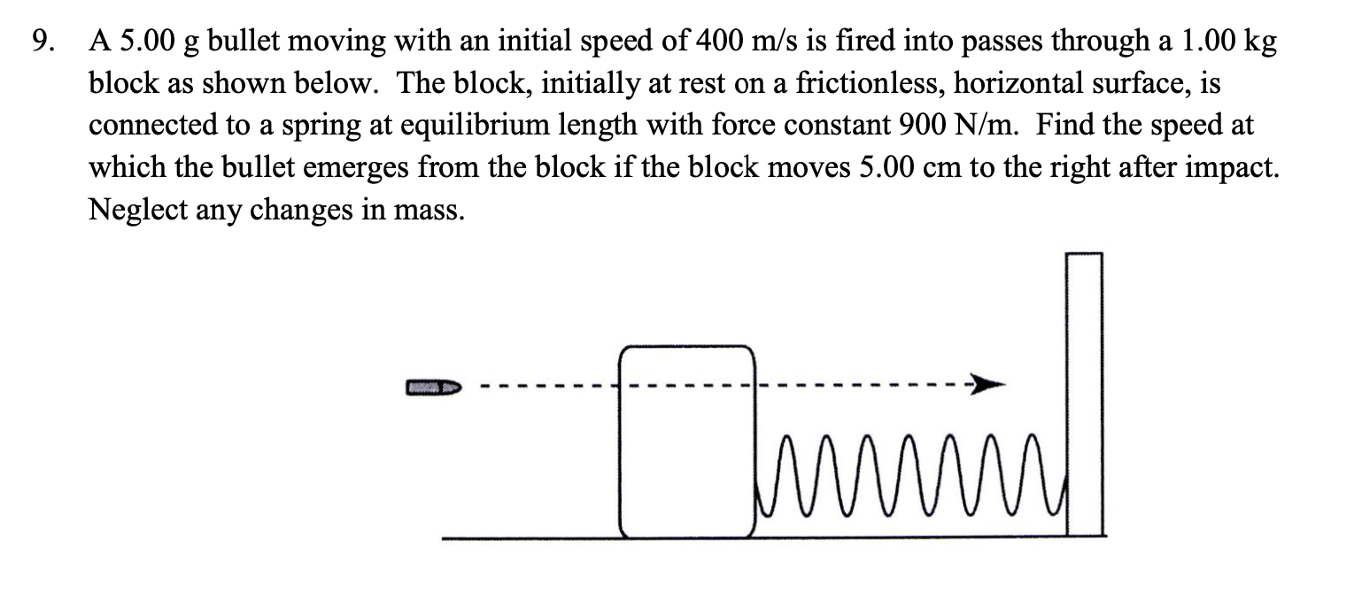 Solved 9. A 5.00 g bullet moving with an initial speed of | Chegg.com
