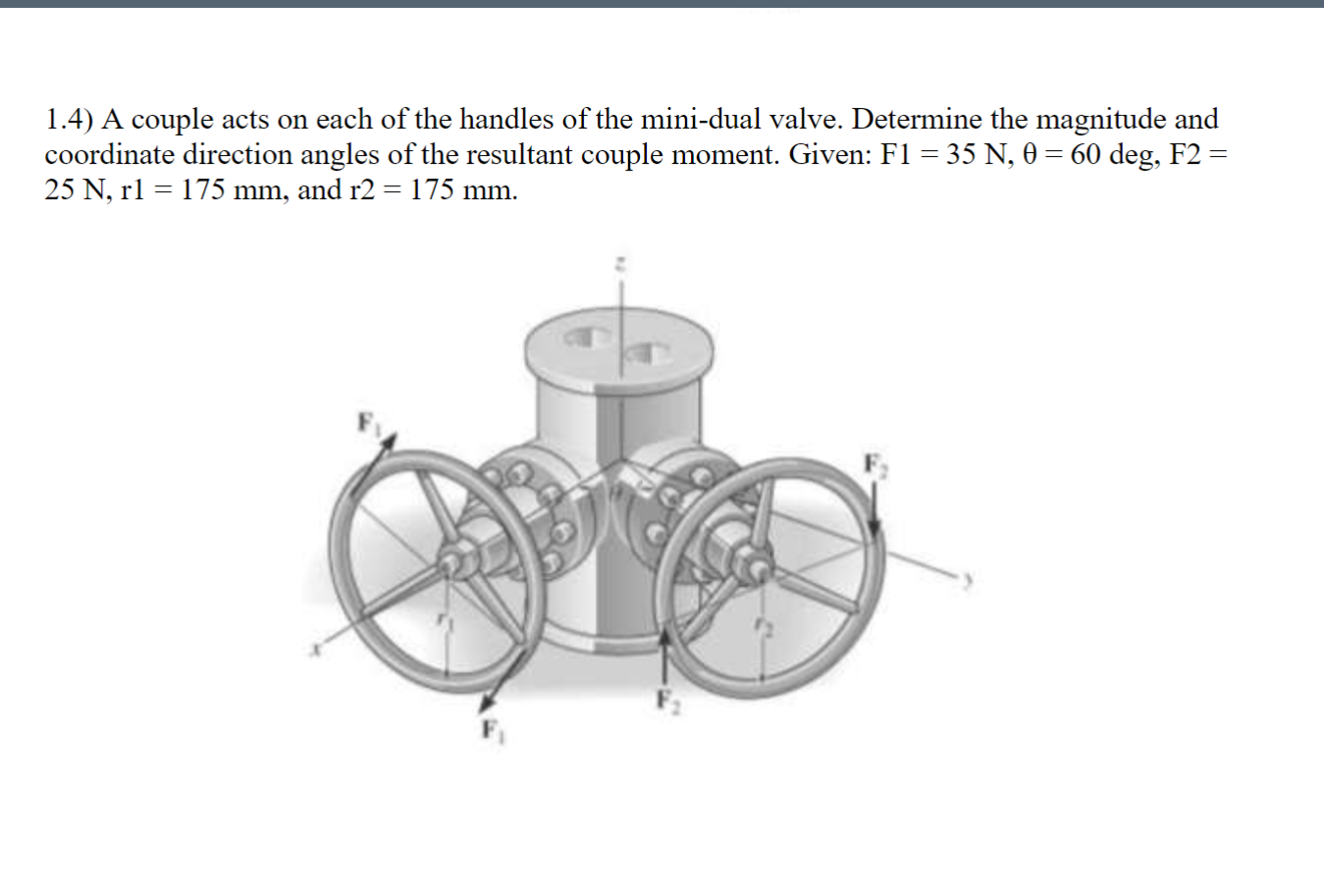 Solved 1.4) A couple acts on each of the handles of the | Chegg.com