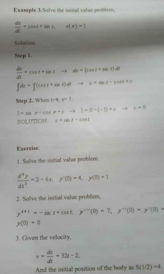 Solved Exercise. 1. Solve the initial value problem. | Chegg.com