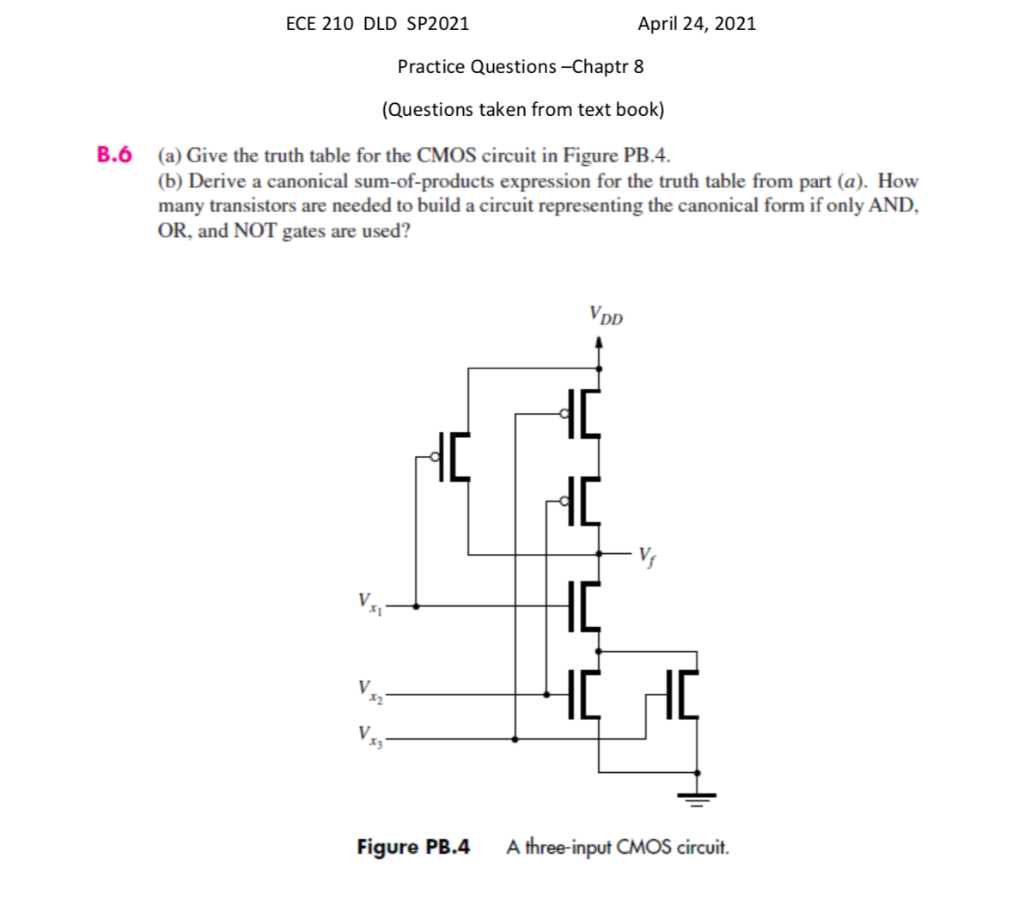 Solved ECE 210 DLD SP2021 April 24, 2021 Practice Questions | Chegg.com
