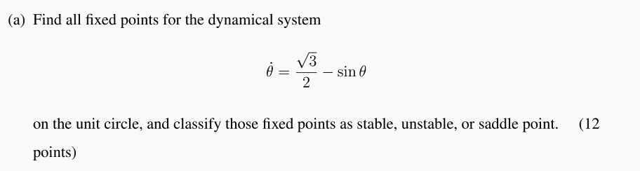Solved (a) Find all fixed points for the dynamical system √3 | Chegg.com
