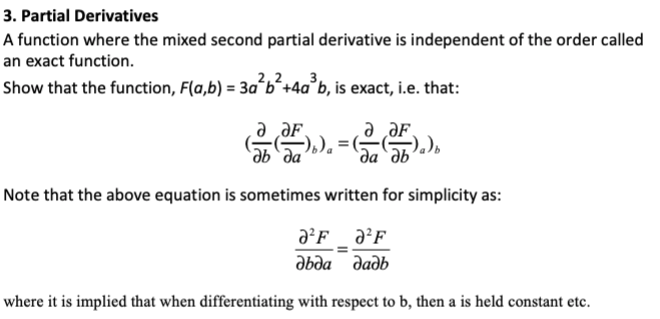 Solved 3. Partial Derivatives A function where the mixed | Chegg.com