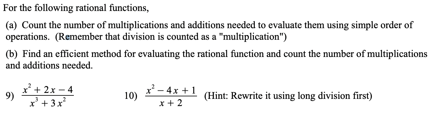 Solved For the following rational functions, (a) Count the | Chegg.com