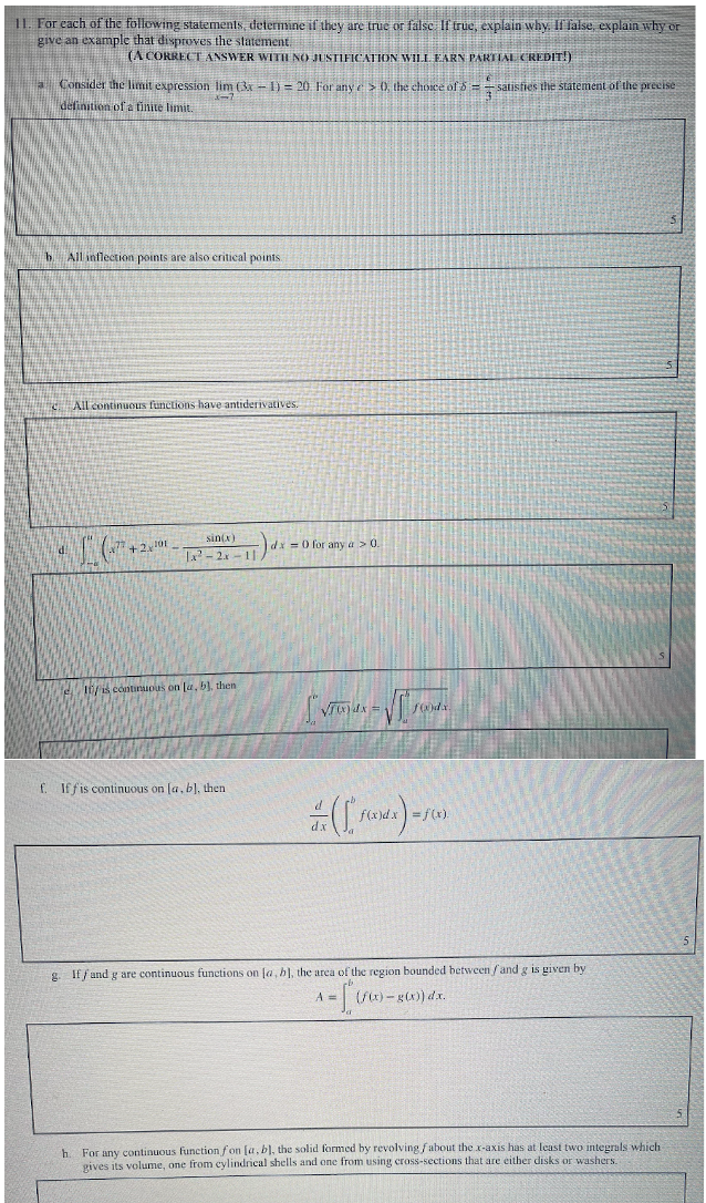 11. For each of the following statements, tetermine | Chegg.com