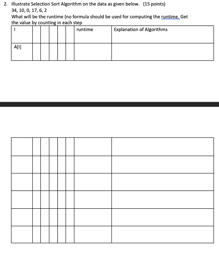 Solved 2. Illustrate Selection Sort Algorithm on the data as | Chegg.com