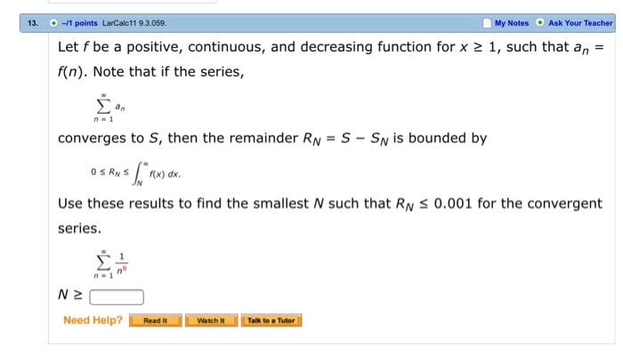 Solved 13. + -n points LarCalc1 19.3.059. My Notes Ask Your | Chegg.com Solved 13. + -n points LarCalc1 19.3.059. My Notes Ask Your | Chegg.com