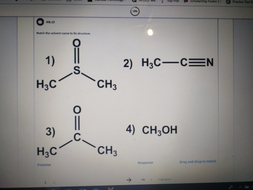 Solved Match the solvent name to its structure 2) H3C он 3) | Chegg.com