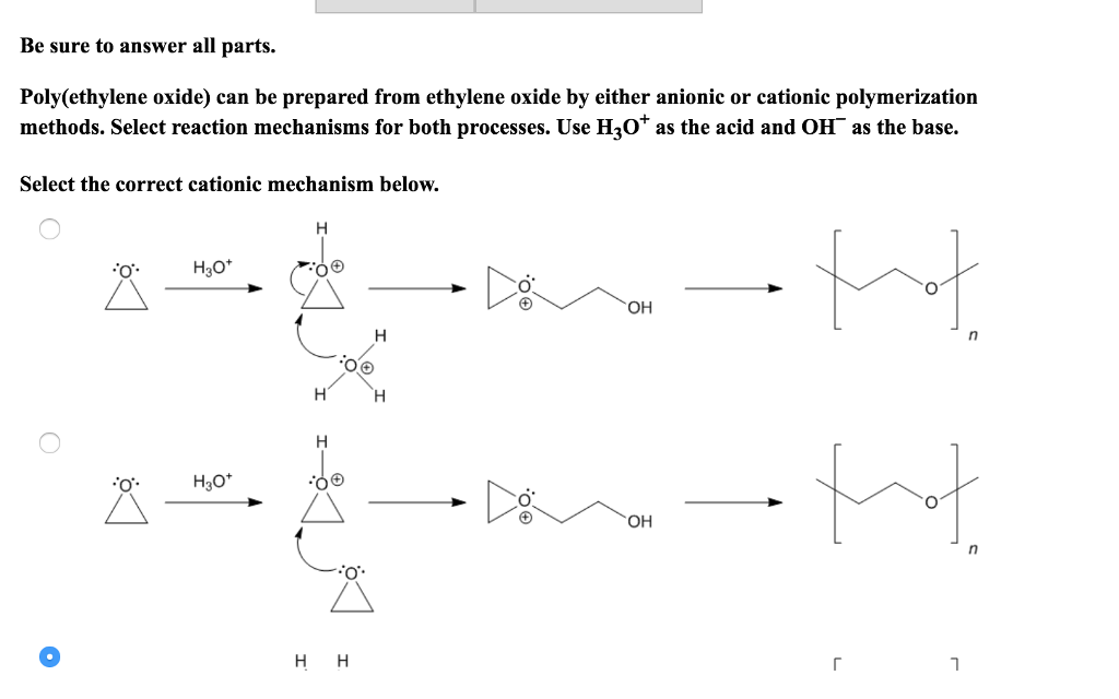Solved Be sure to answer all parts. Poly(ethylene oxide) can | Chegg.com