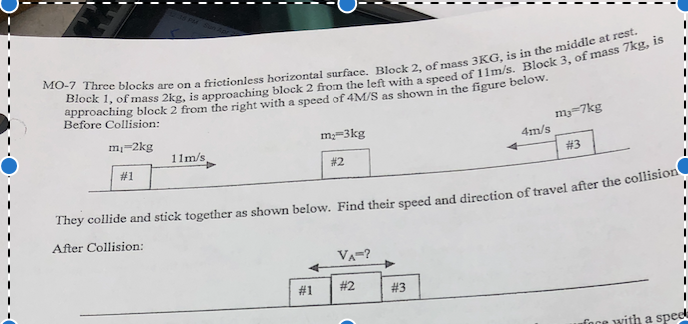 Solved at rest. 7kg, is horizontal surface. Block 2, of mass | Chegg.com