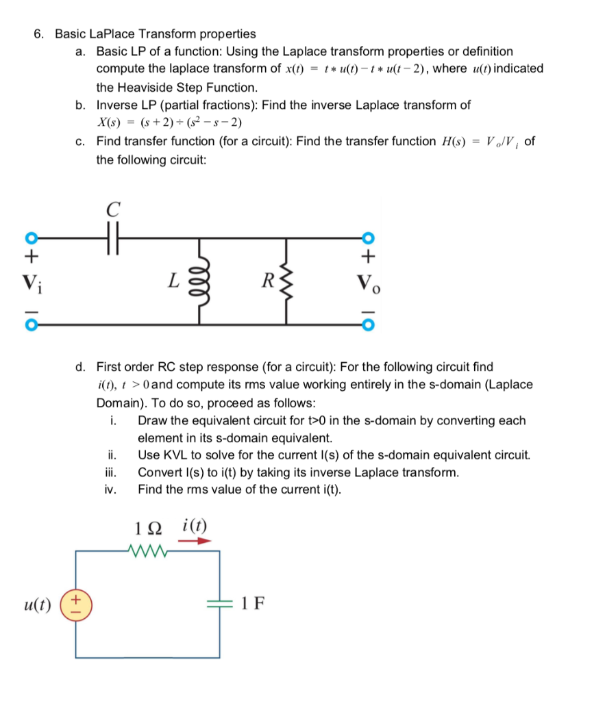 Solved 6 Basic Laplace Transform Properties A Basic Lp Of Chegg