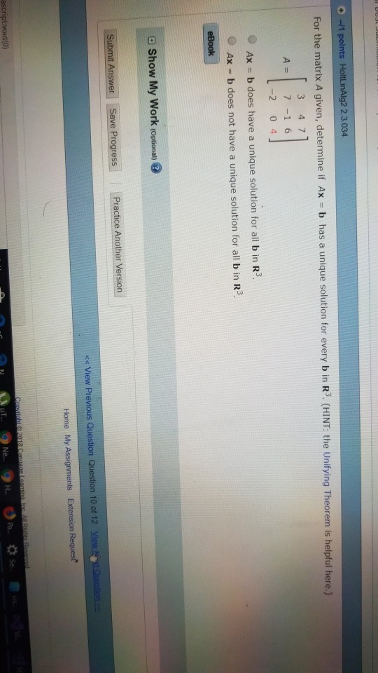 Solved d -11 points 2 2.3034 rix A given, determine if Ax-b | Chegg.com