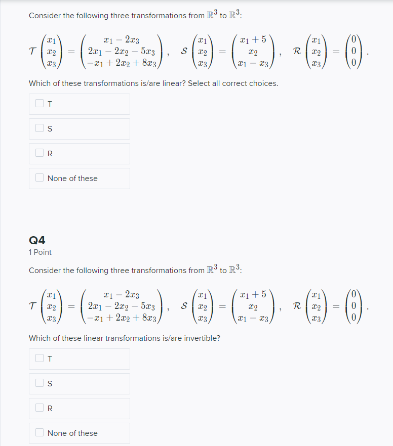 Solved Consider The Following Three Transformations From R³