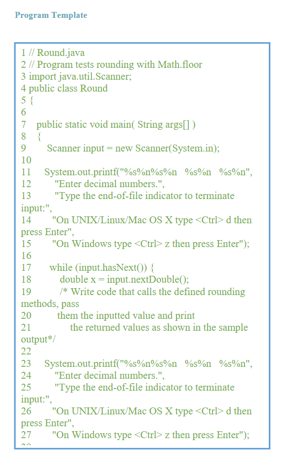 Solved Problem 1: (Rounding Numbers) The method Math.floor | Chegg.com