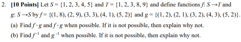 Solved 2. [10 Points) Let S= {1, 2, 3, 4, 5} and T = {1, 2, | Chegg.com