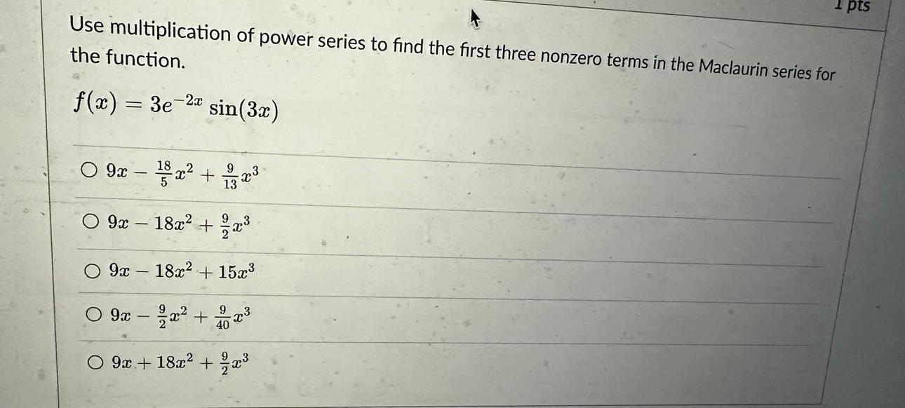 Solved Use multiplication of power series to find the first | Chegg.com