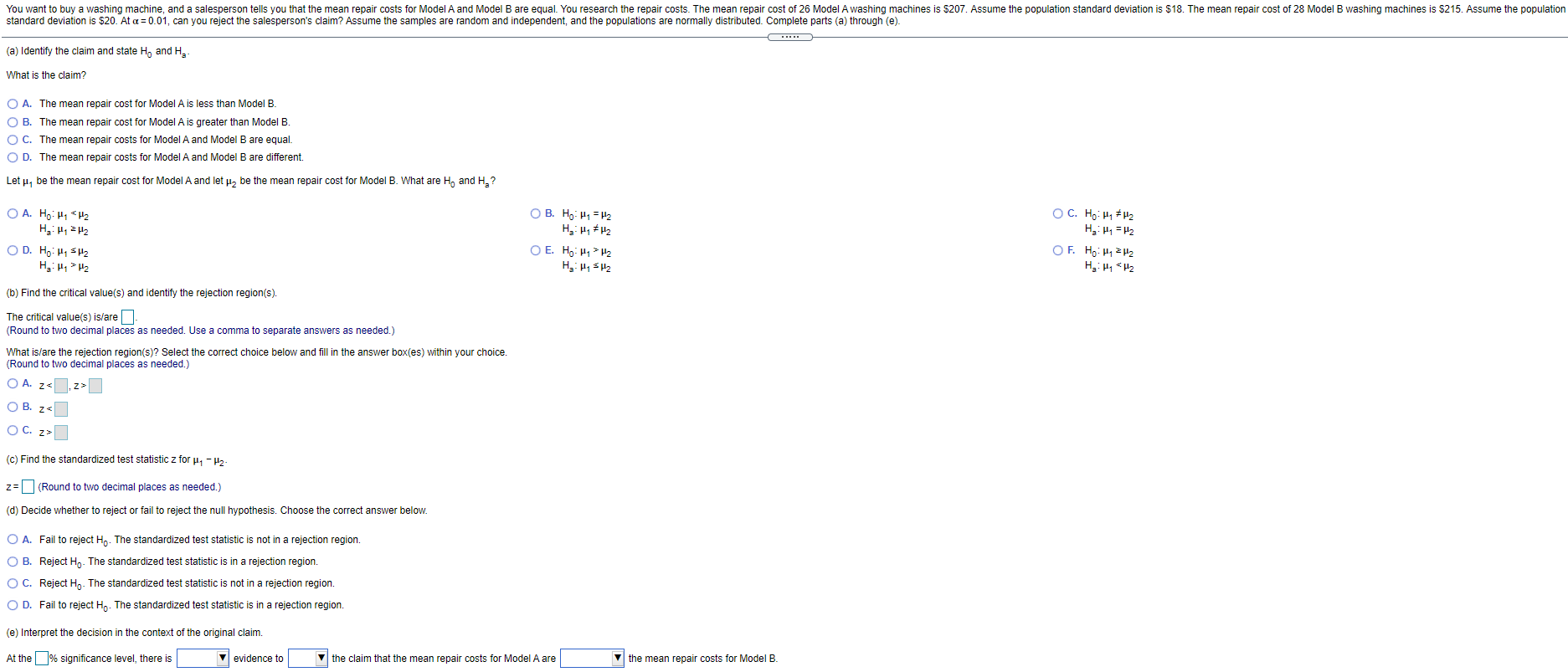 Solved You want to buy a washing machine, and a salesperson | Chegg.com